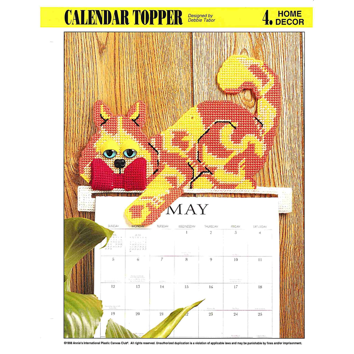 Cat Calendar Topper Plastic Canvas Pattern – Cardinal House Stitches